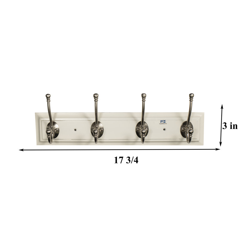 Winston Porter Ruth 18" Wall Mounted Hook Rack with 4 Hooks - White/Silver | Wayfair